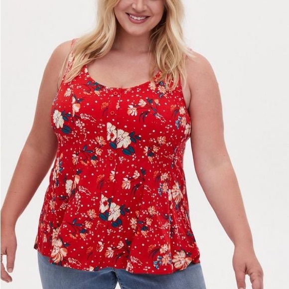 torrid | Tops | Torrid Red Floral Fit And Flare Stretch Challis ...